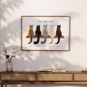 Custom Cat Portrait Print: up to 8 Cats, Beautiful Wall Art of Cats on ...