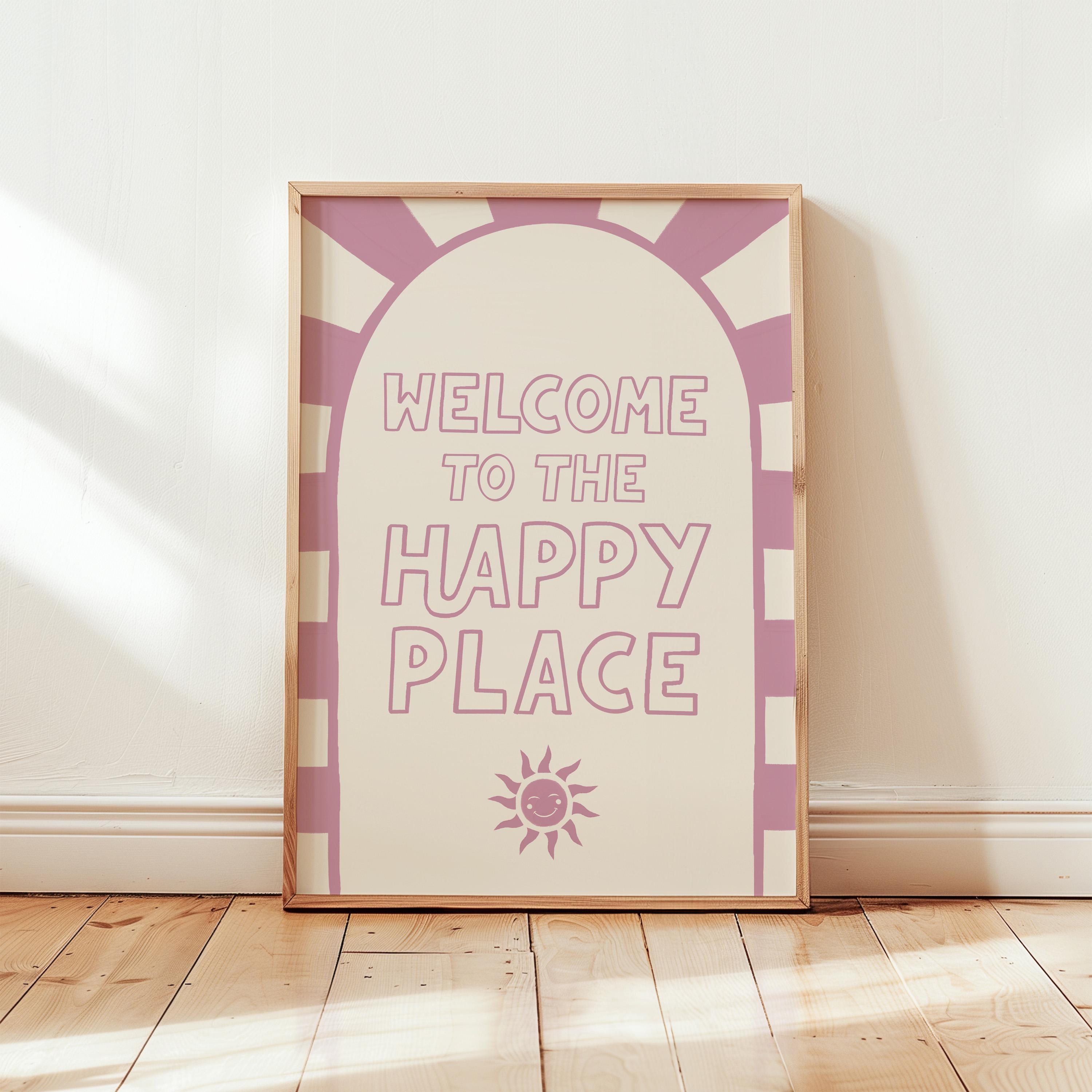Happy Place Print: Modern Typography, Motivational Wall Art - Etsy