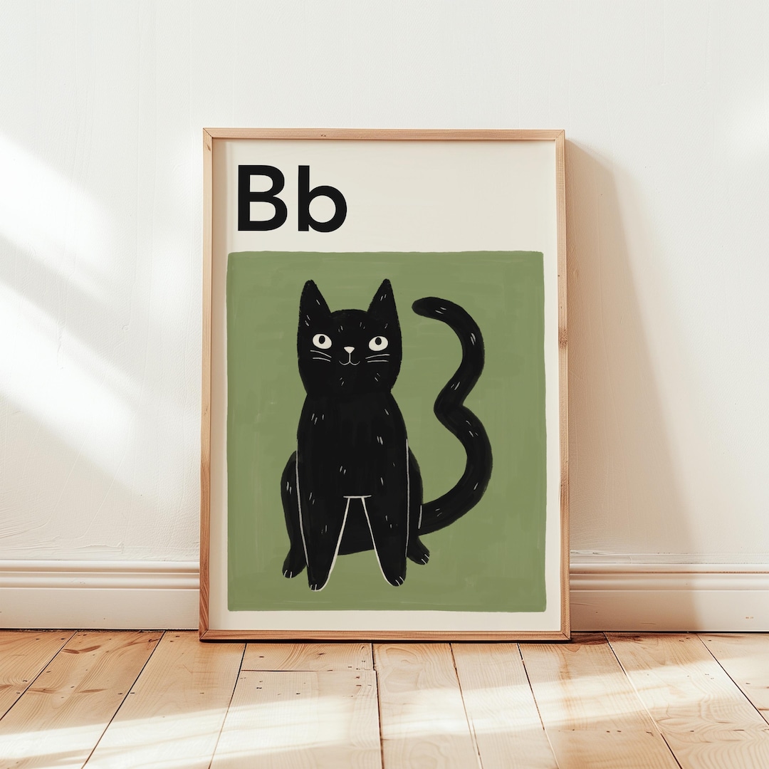 Cat Alphabet Letter Print: Black Cat Nursery Art (unframed) - Etsy