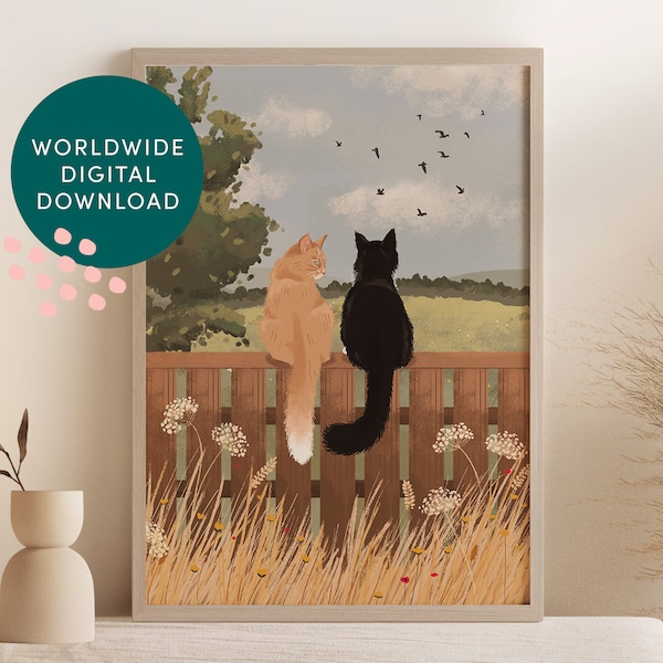 Cat Digital Art - Etsy