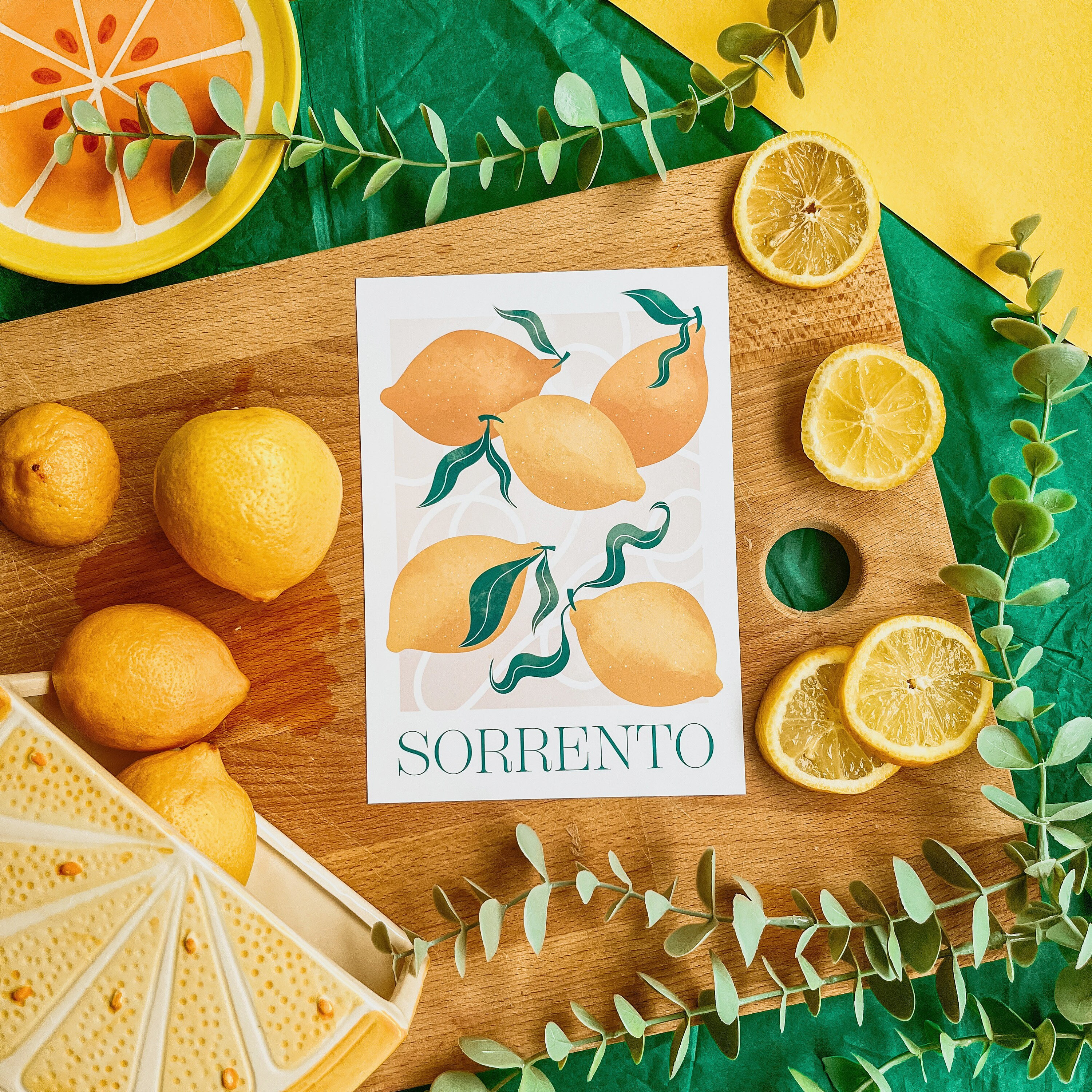 Sorrento Lemons Art Print: Minimalist Kitchen Wall Decor (A4, A3 ...