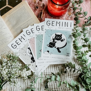 Gemini Cat Print, Zodiac Star Sign (A4, A3, A2, 5x7), Gemini Gifts, Cat ...