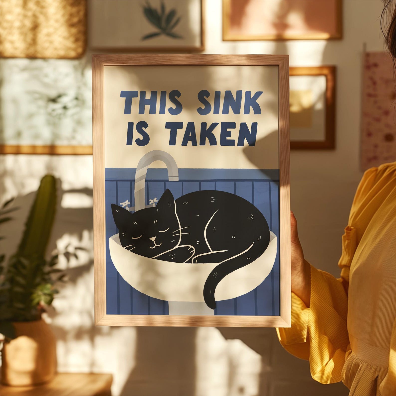 This Sink is Taken Cat Poster, Funny Cat Bathroom Wall Art Print, Cute ...