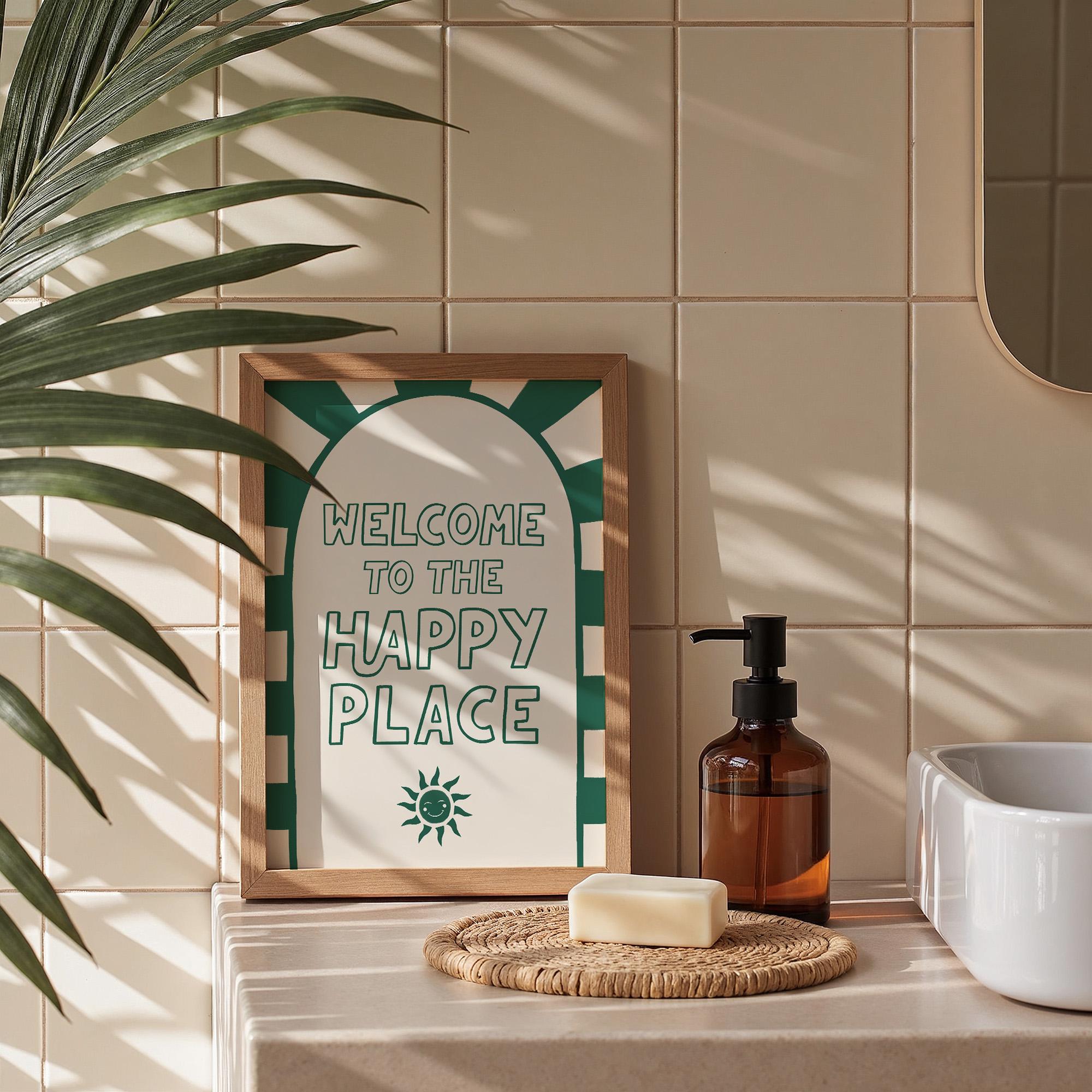 Happy Place Print: Modern Typography, Motivational Wall Art - Etsy