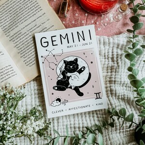 Gemini Cat Print Zodiac Star Sign A4 A3 5x7 Digital Cat - Etsy