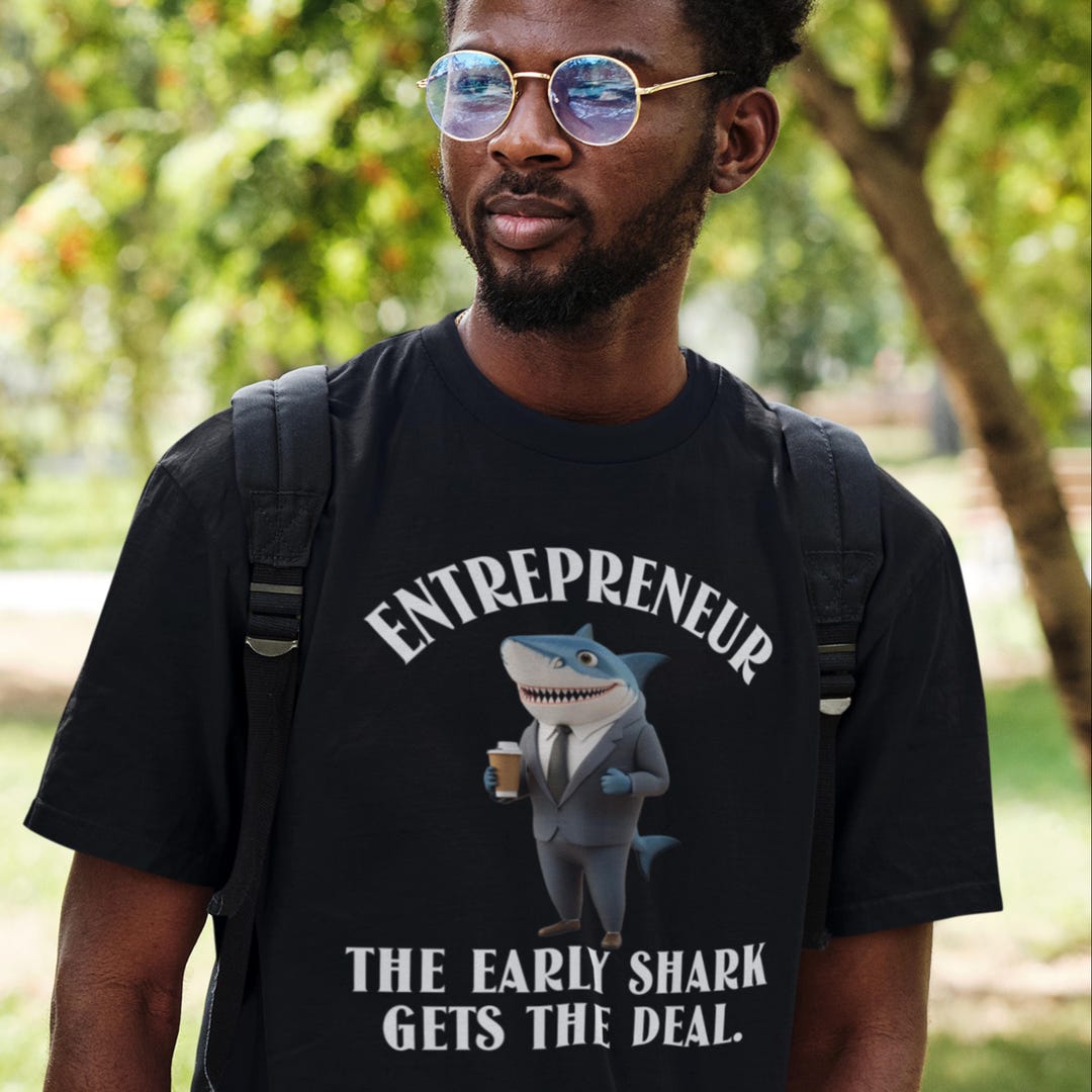 Entrepreneur Shark Tee, Business Owner Gift, Coffee Lover Shirt, Funny ...