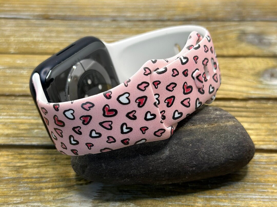 Pink Hearts Watch Band for Apple Watch Valentine Samsung Fitbit Versa ...