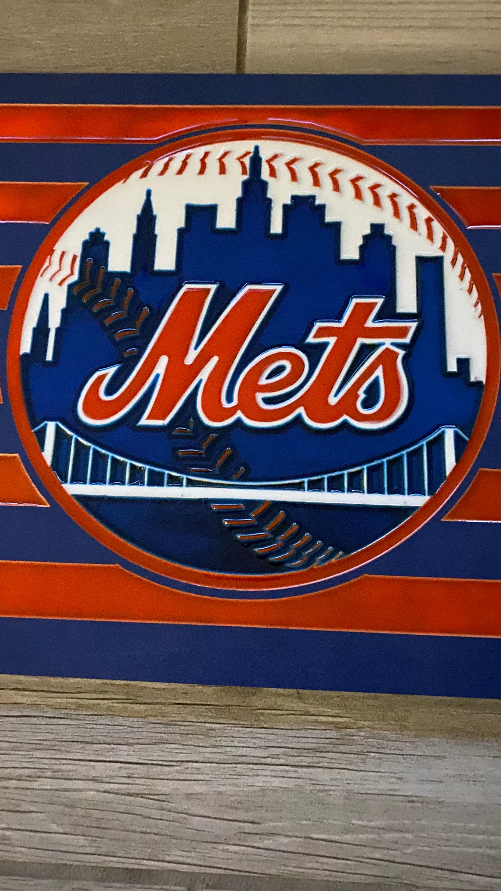 New York Mets Wood American Flag With Epoxy Logo - Etsy