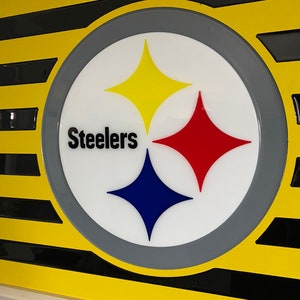 Pittsburgh Steelers Wood / Epoxy American Flag With Natural Wood Border ...
