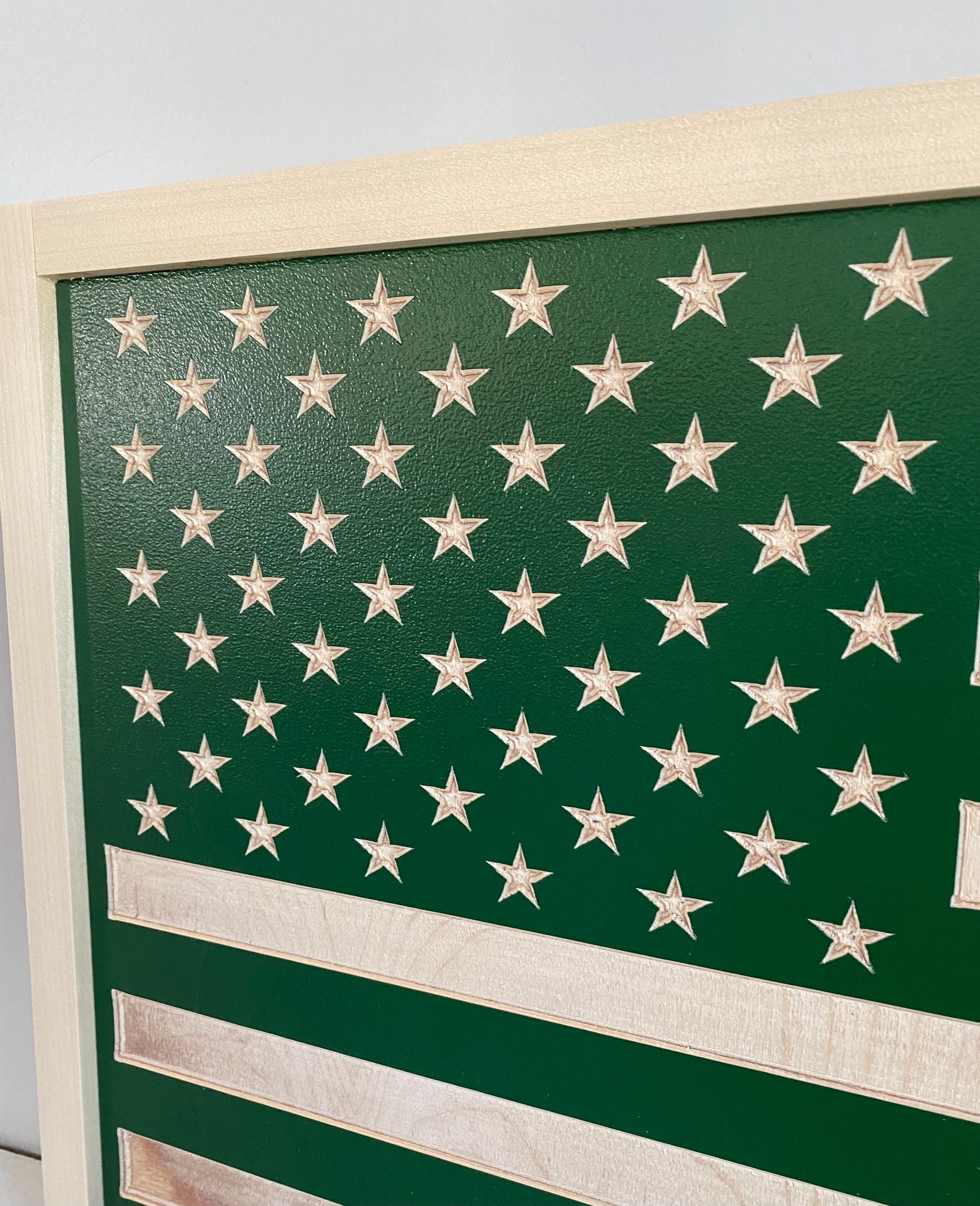 Green Bay Packers Wooden Flag With Natural Wood Border | Etsy