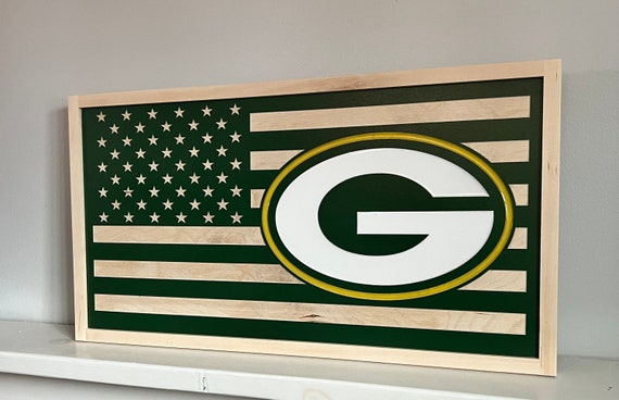 Green Bay Packers Wooden Flag With Epoxy Logo | Etsy