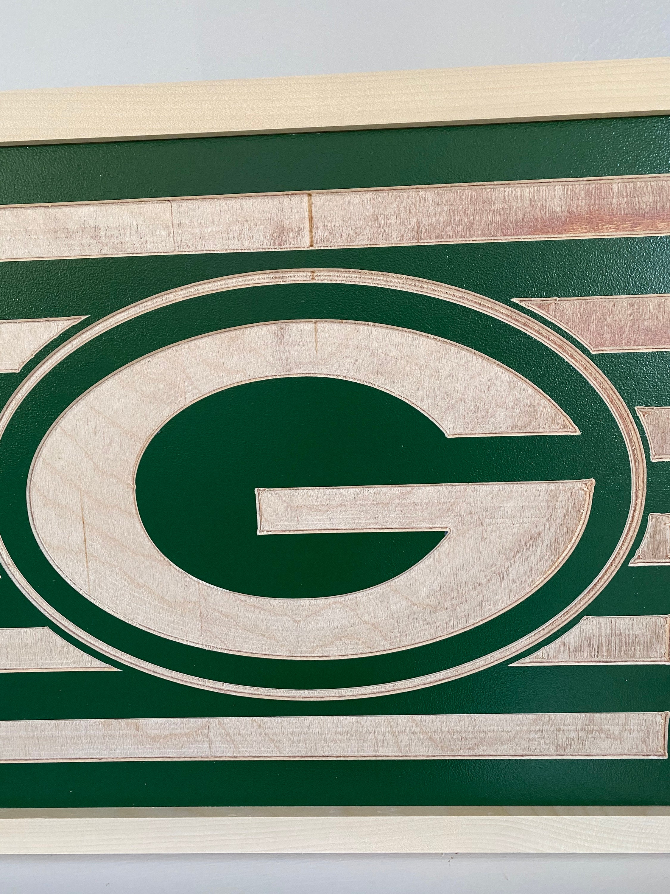 Green Bay Packers Wooden Flag With Natural Wood Border - Etsy