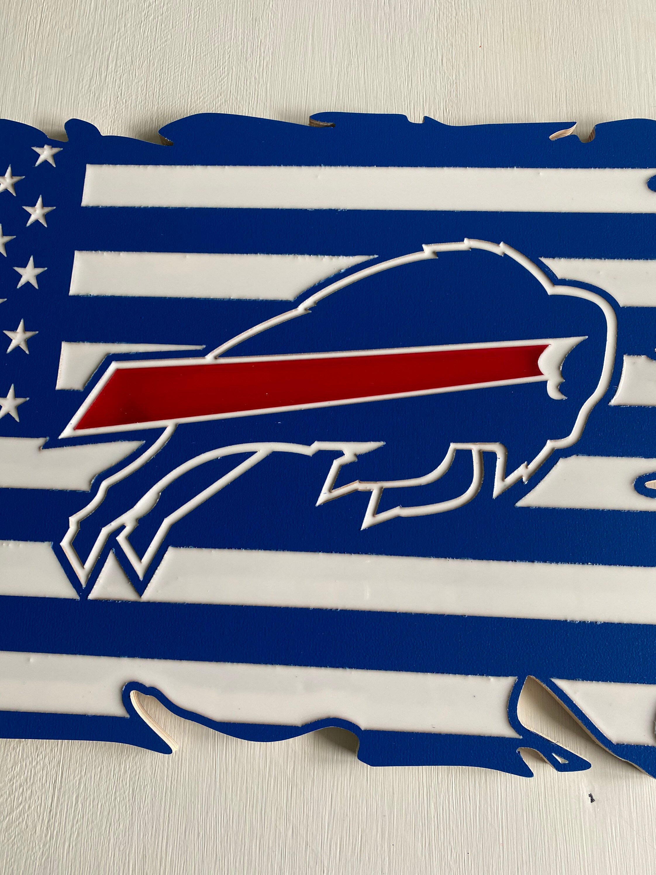 Tattered Buffalo Bills Wood American Flag | Etsy