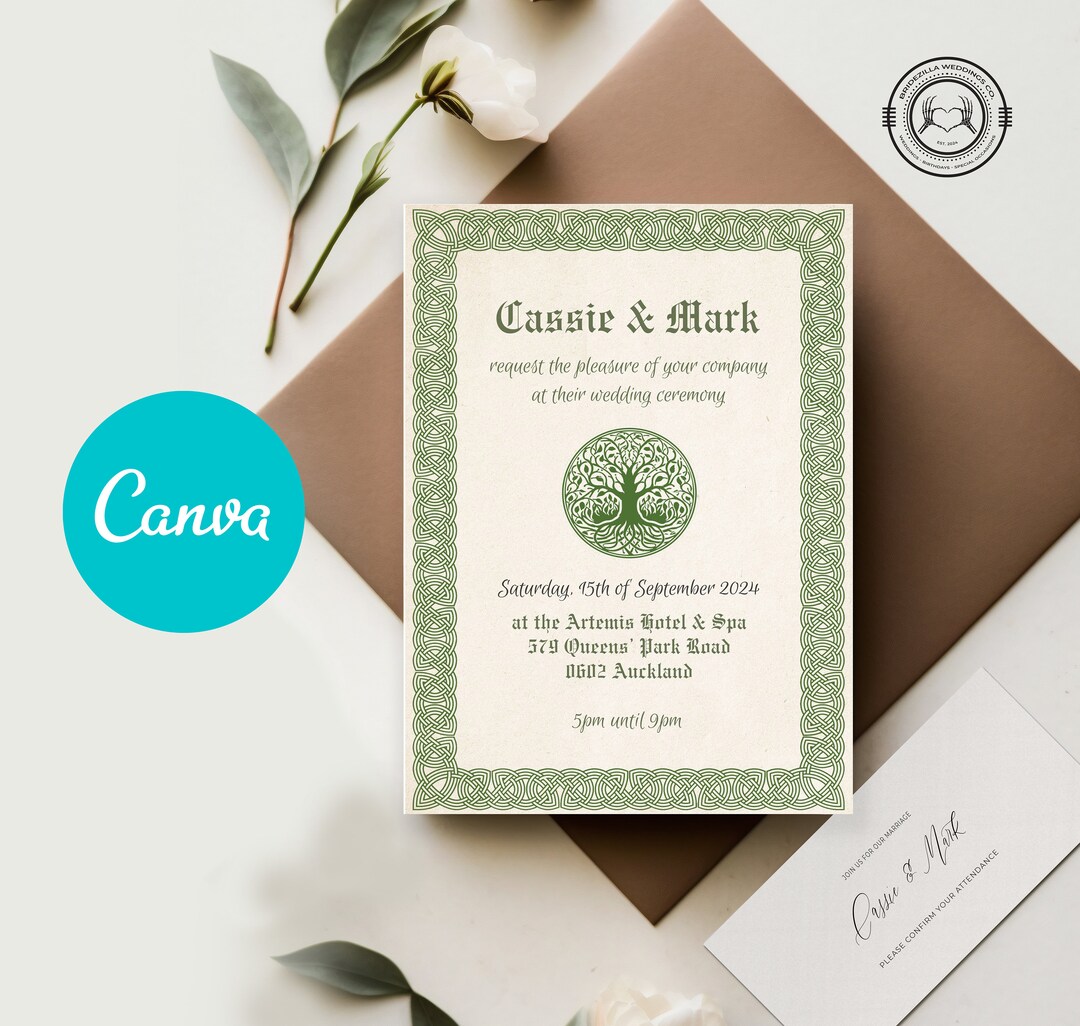 Editable Celtic or Viking Wedding Invitation Template Design Custom ...