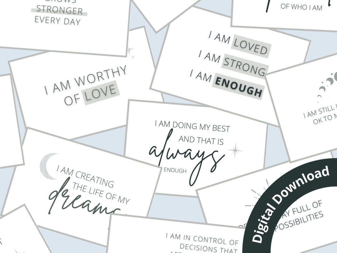 Positive Affirmation Cards DIGITAL DOWNLOAD Affirmation Cards Pack ...