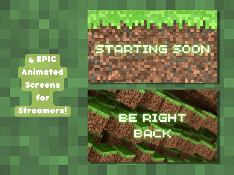 Minecraft Streamer Starter Pack Animated Stream Screens - Etsy