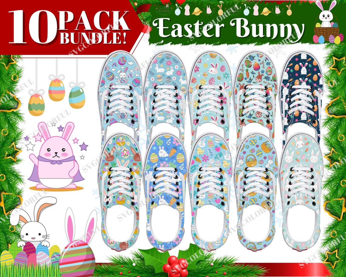 10 Easter Day Shoe Sock Sublimation Designs Bunny Socks Png | Etsy