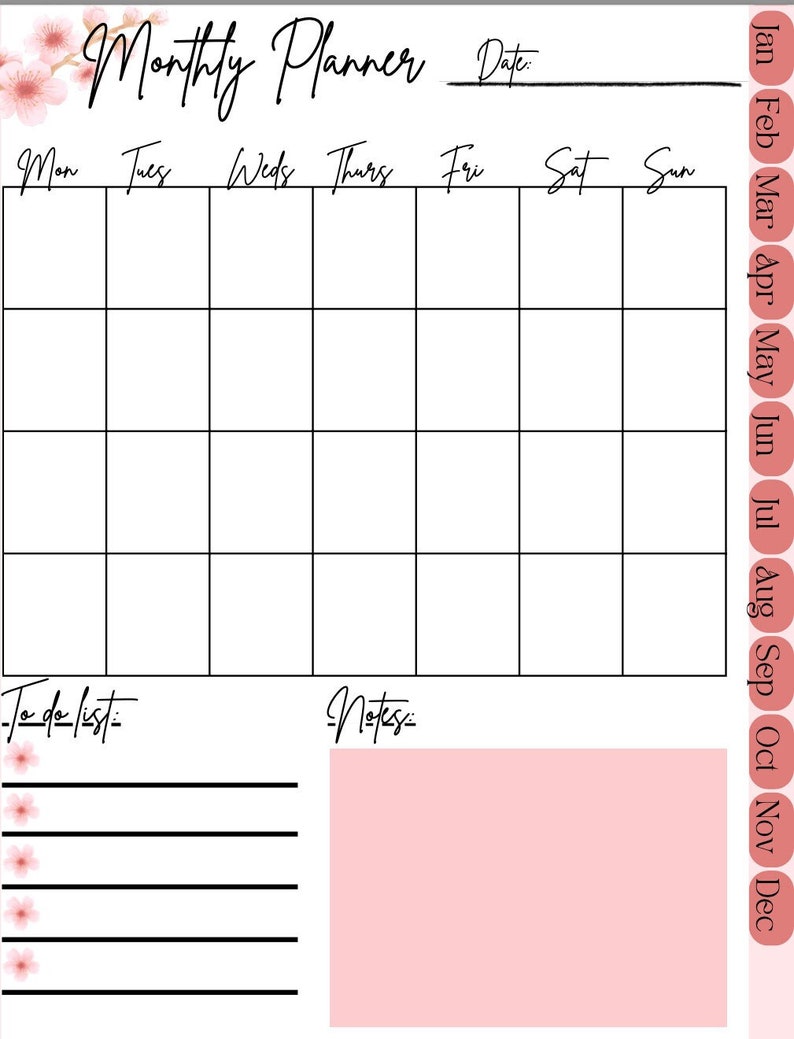 Pink Floral Digital Planner - Etsy