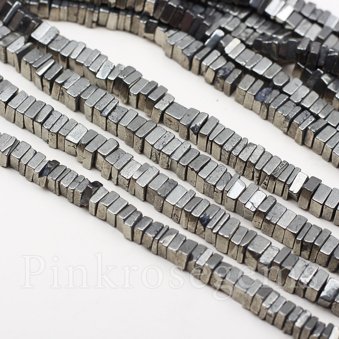 Genuine Pyrite Beads Heishi Square Healing Pyrite Crystal Beads Stone ...