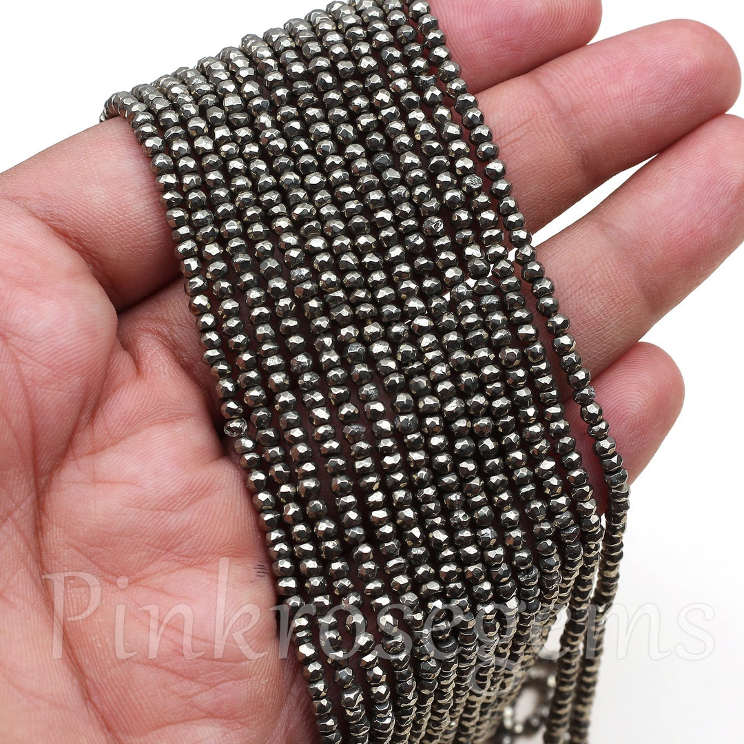 Natural Pyrite Beads, 3mm Pyrite Beads, Faceted Pyrite Gemstone, Hand ...