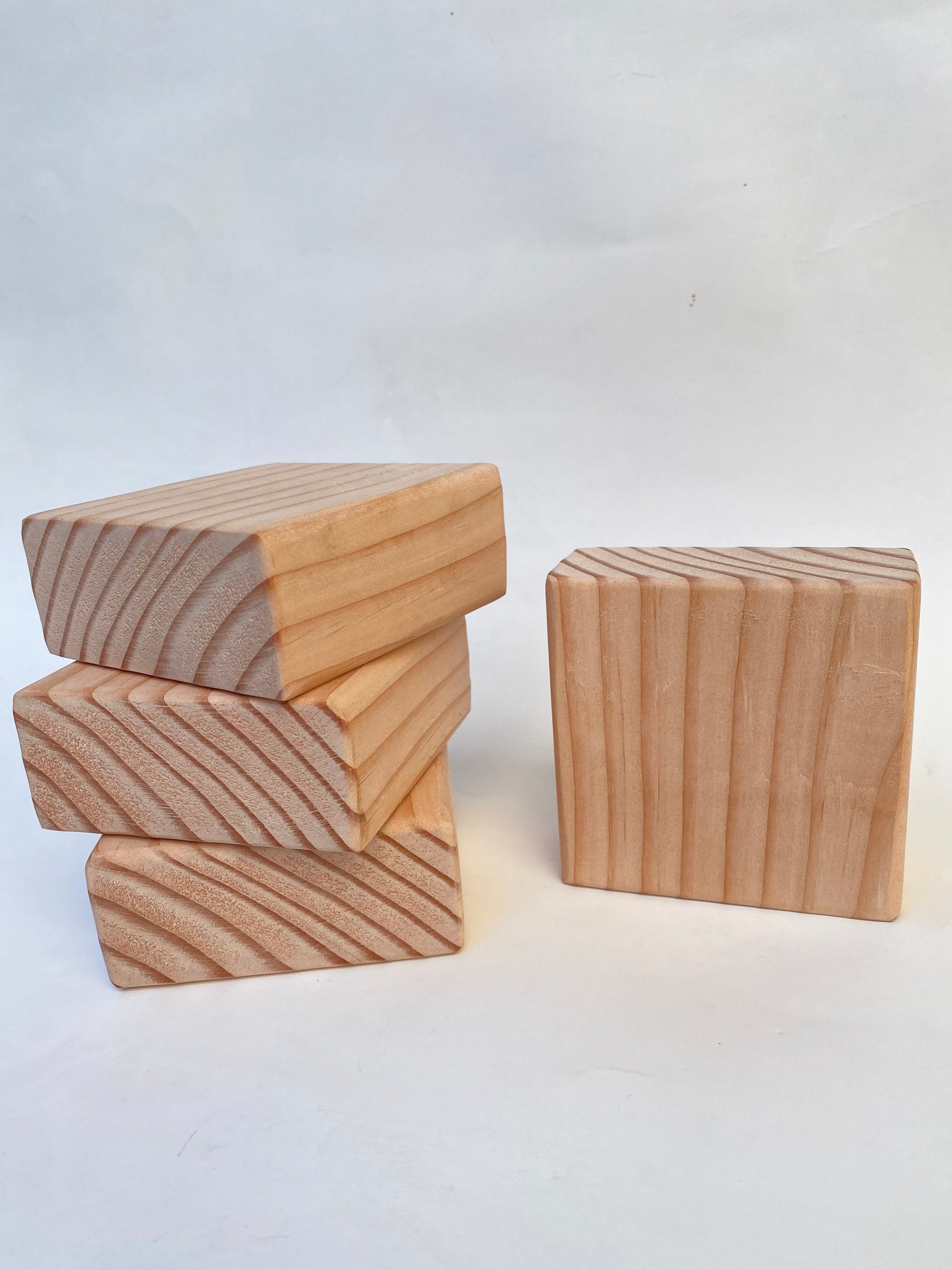 Blocs De Bois 35 Ensemble De 4 Blocs De Bois Inachevés Etsy France