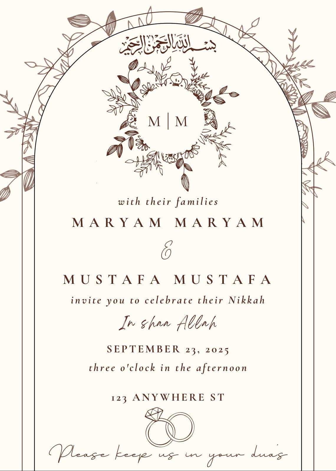 Classic Nikkah Ceremony Invitation | Traditional Muslim Wedding E-card ...