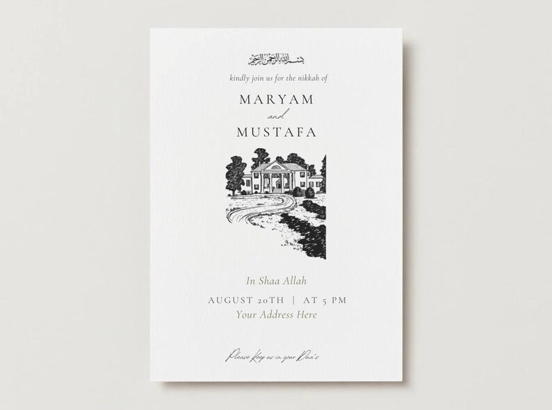 Editable Digital Nikah Invitation | Islamic Wedding Card Canva Template ...