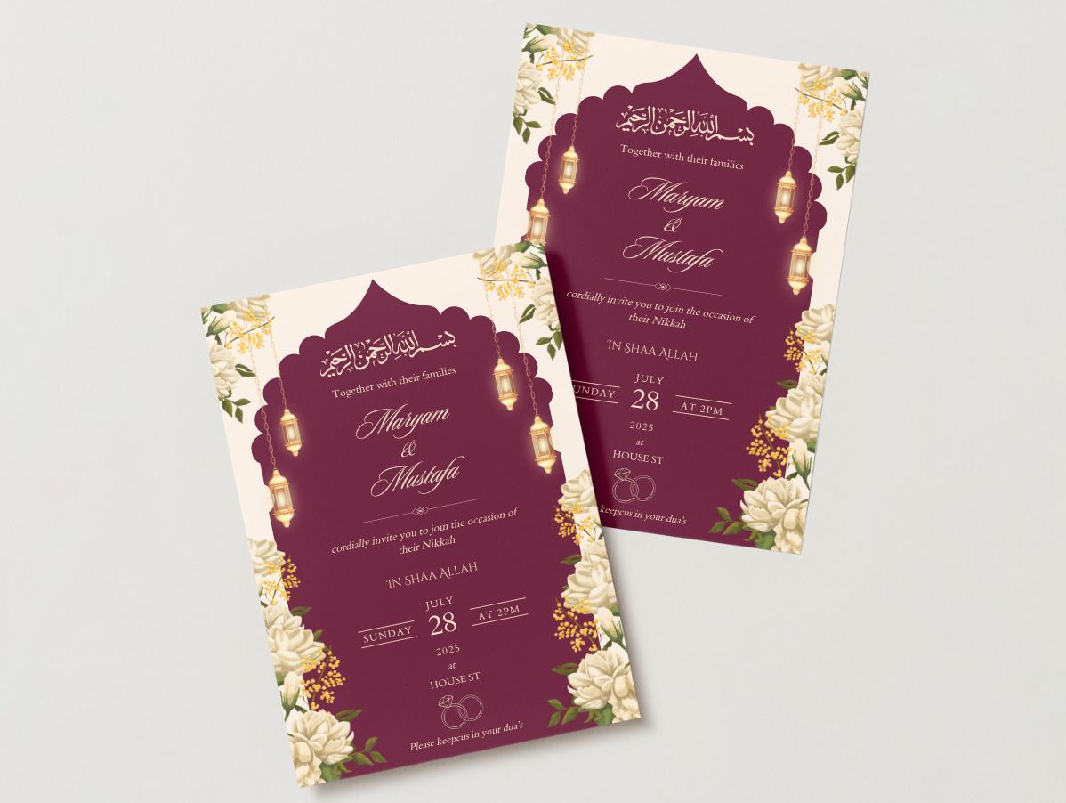 Traditional Nikkah Wedding Invitation | Editable Islamic E-card ...