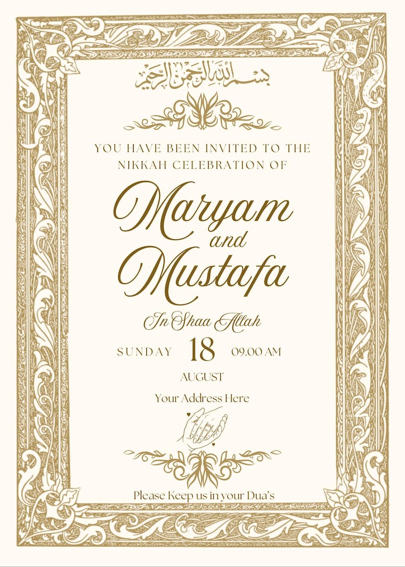Nikkah Digital Invitation | Muslim Wedding E-invite | Islamic Wedding ...