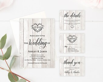 Rustic Wedding Invitation With Rsvp | Etsy