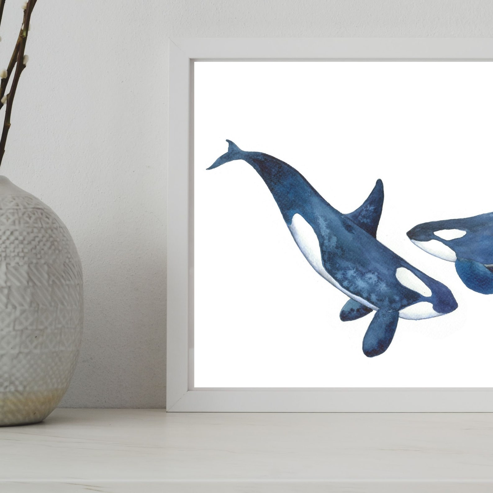 Orca Couple Killer Whale Watercolor Illustration Instant Digital ...