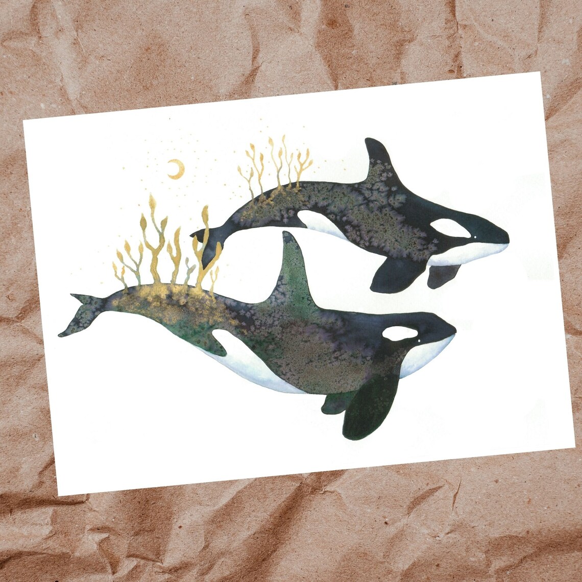 Orca whale watercolor painting printable digital Wal Aquarell Kunst ...