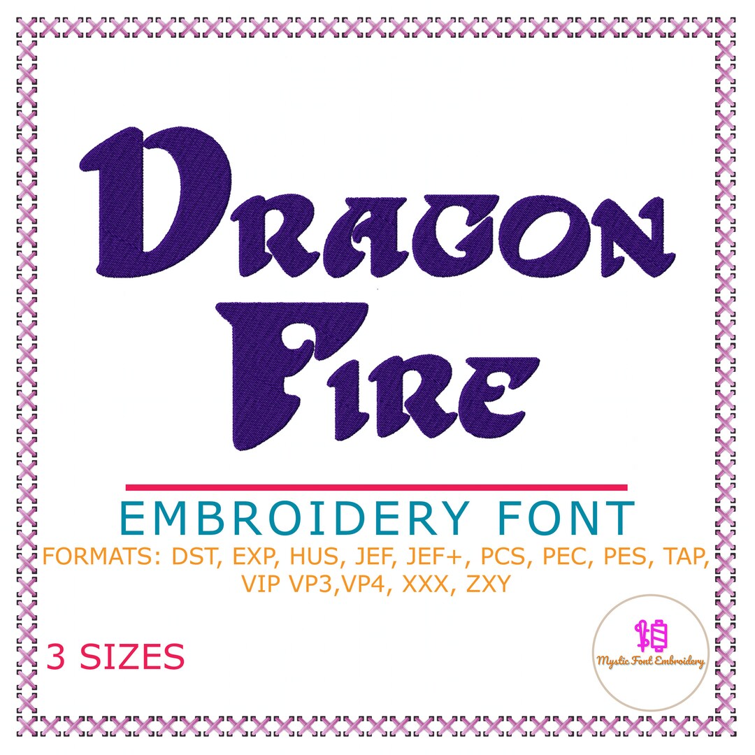 Dragon Fire Embroidery Font Machine Embroidery Fonts 3 - Etsy