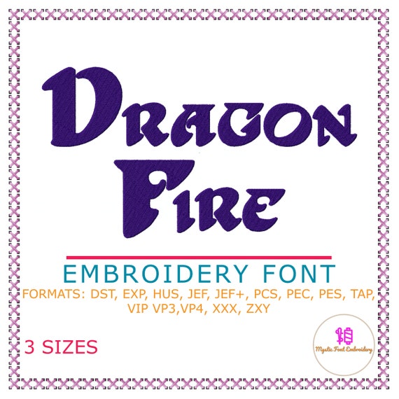 Dragon Fire Embroidery Font Machine Embroidery Fonts 3 | Etsy