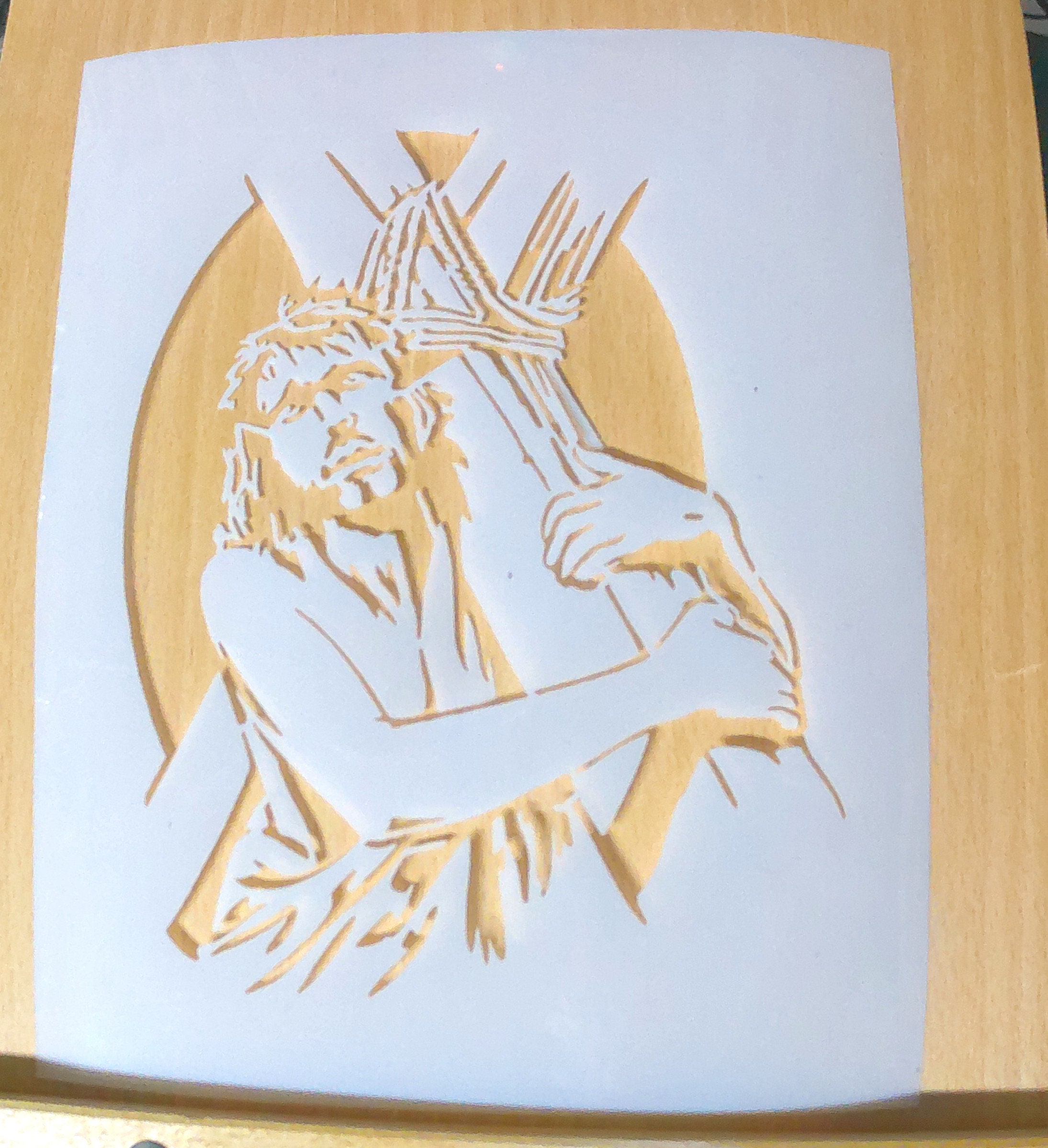 Jesus With Cross Stencil Airbrush Art Craft Stencil Available in 2 ...