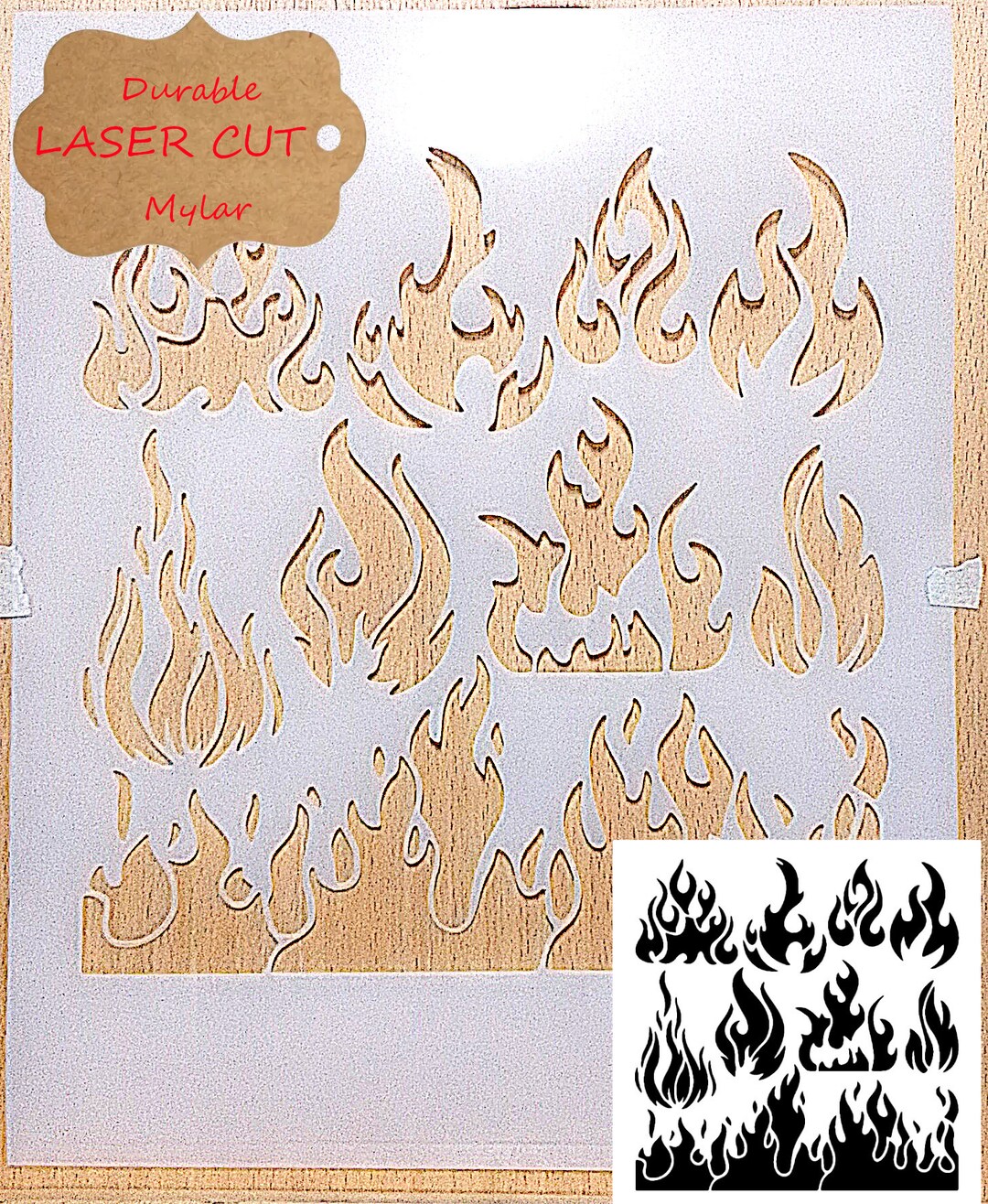 Flames Stencil Template Airbrush Art Stencil Artists Flame Template ...