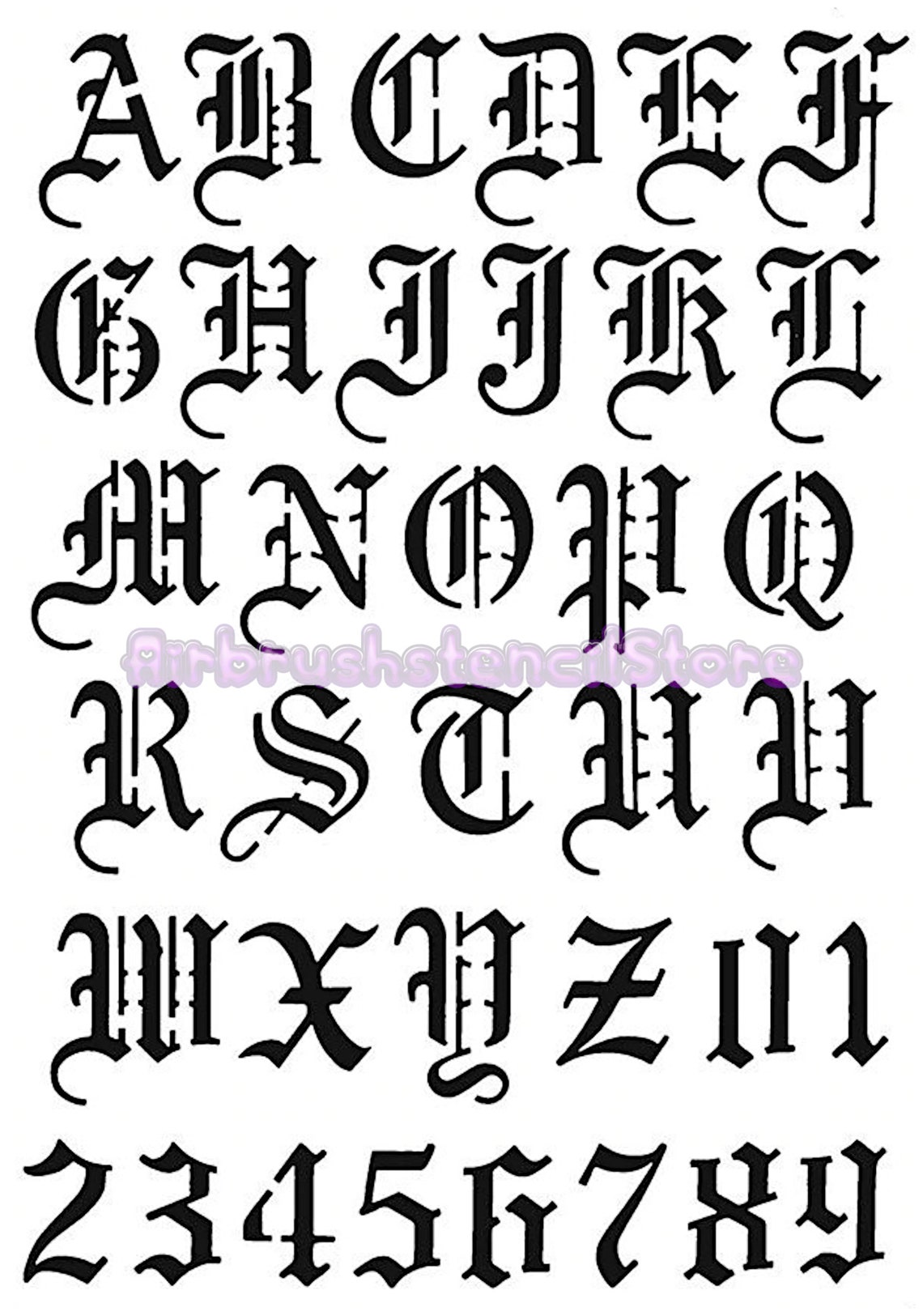 Alphabet Stencil Airbrush Art Stencil Available in 2 Sizes Mylar Ships ...