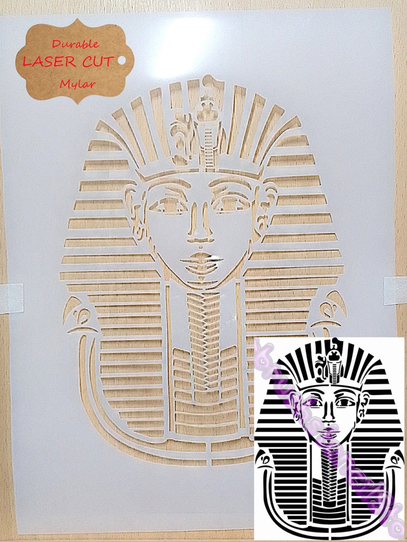 Egyptian Stencil King Tutankhamun Airbrush Art Stencil Artist King Tut ...