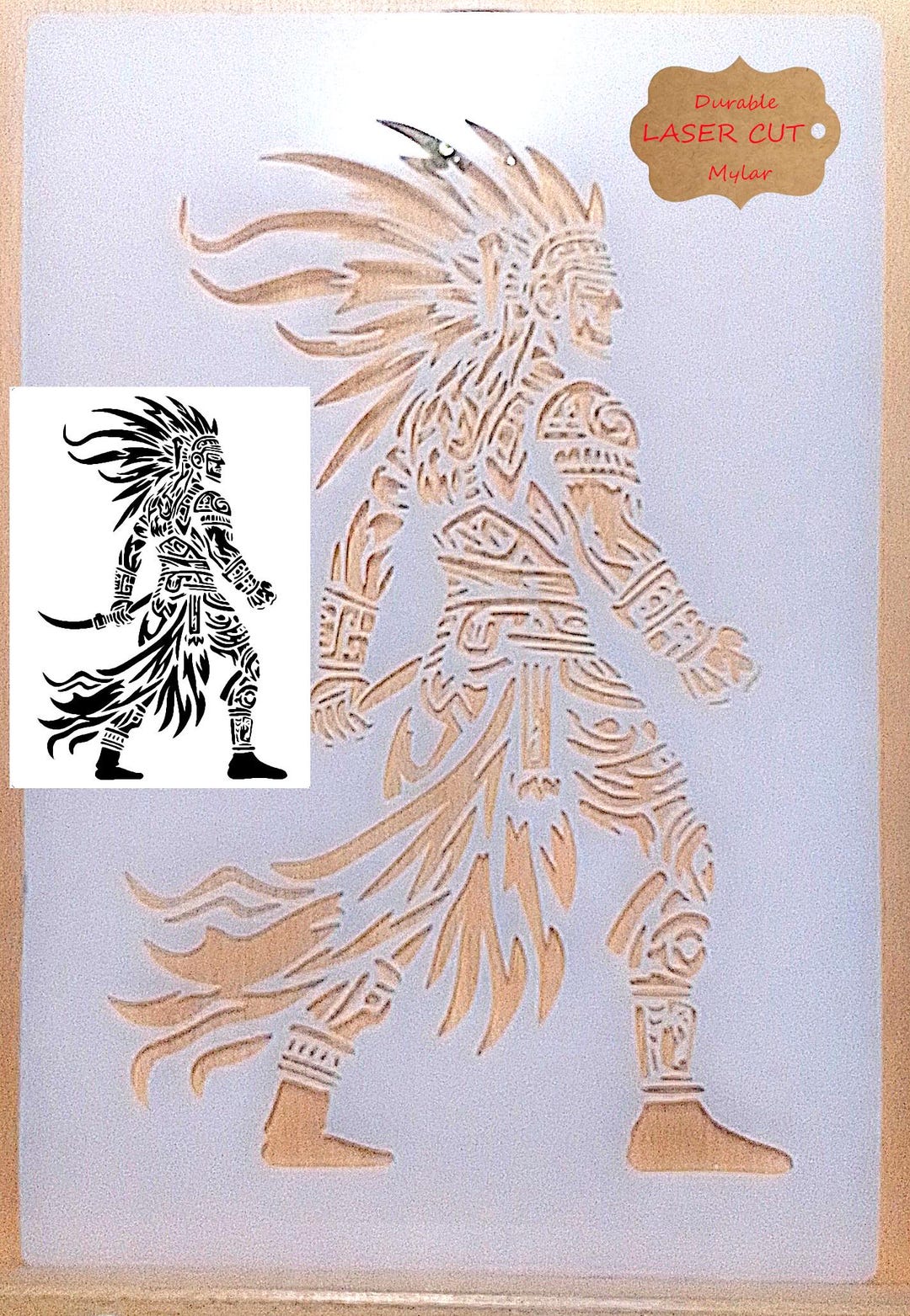 Aztec Warrior Stencil Airbrush Art Stencil Artists Aztec Template ...