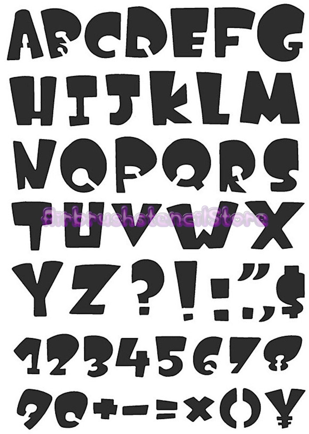 Alphabet Stencil Airbrush Art Stencil Available in 2 Sizes Mylar Ships ...