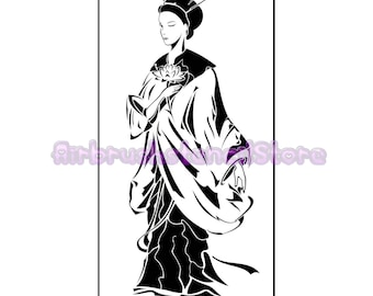 Geisha Stencil | Etsy