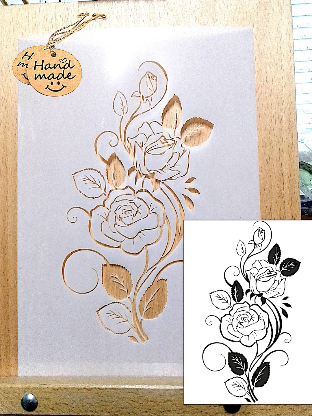 Roses Stencil (A) Airbrush Art Stencil Artists Rose Template Mylar ...