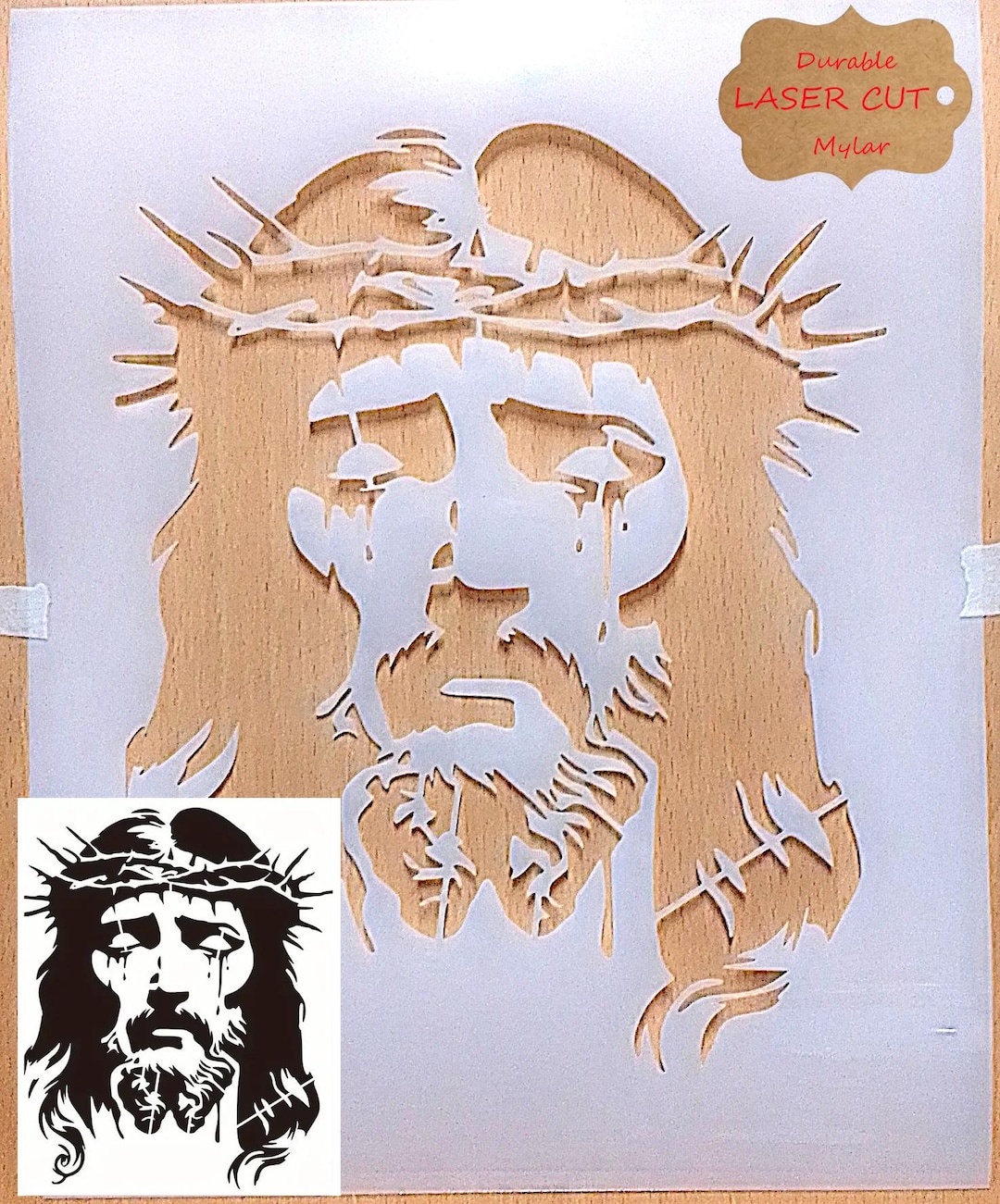 Jesus Stencil With Crown of Thorns Airbrush Stencil Artists Jesus ...
