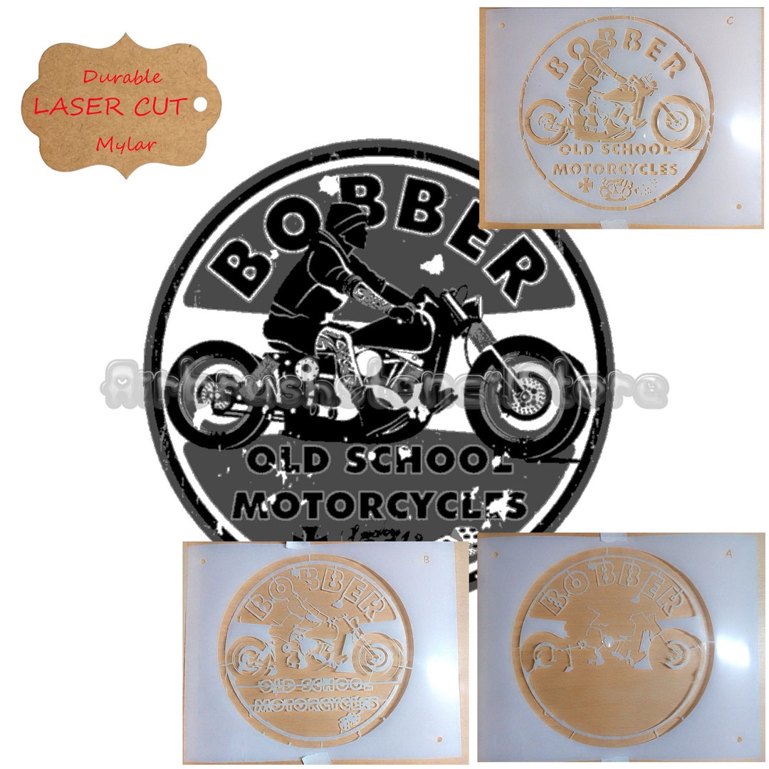 Bobber Stencil Airbrush Art Stencil Set Artists Motorcycle Template ...
