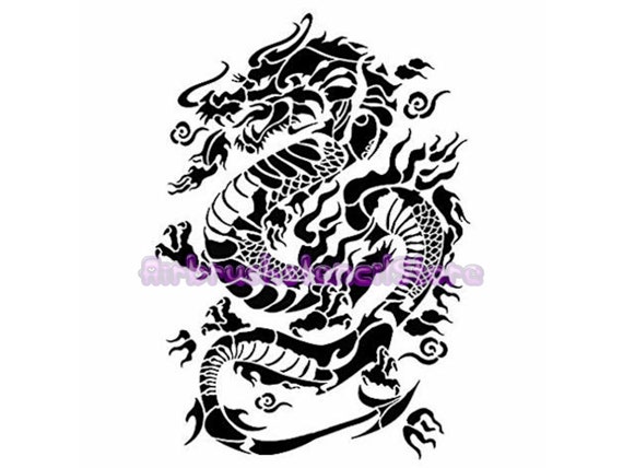 Eastern Dragon Airbrush Art Stencil Available in 2 Sizes Mylar | Etsy