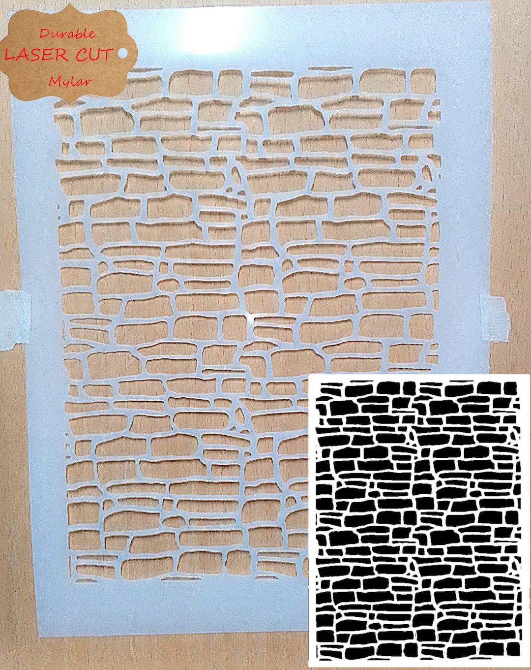 Stone Wall Stencil Airbrush Art Stencil Artists Stone Wall Template ...