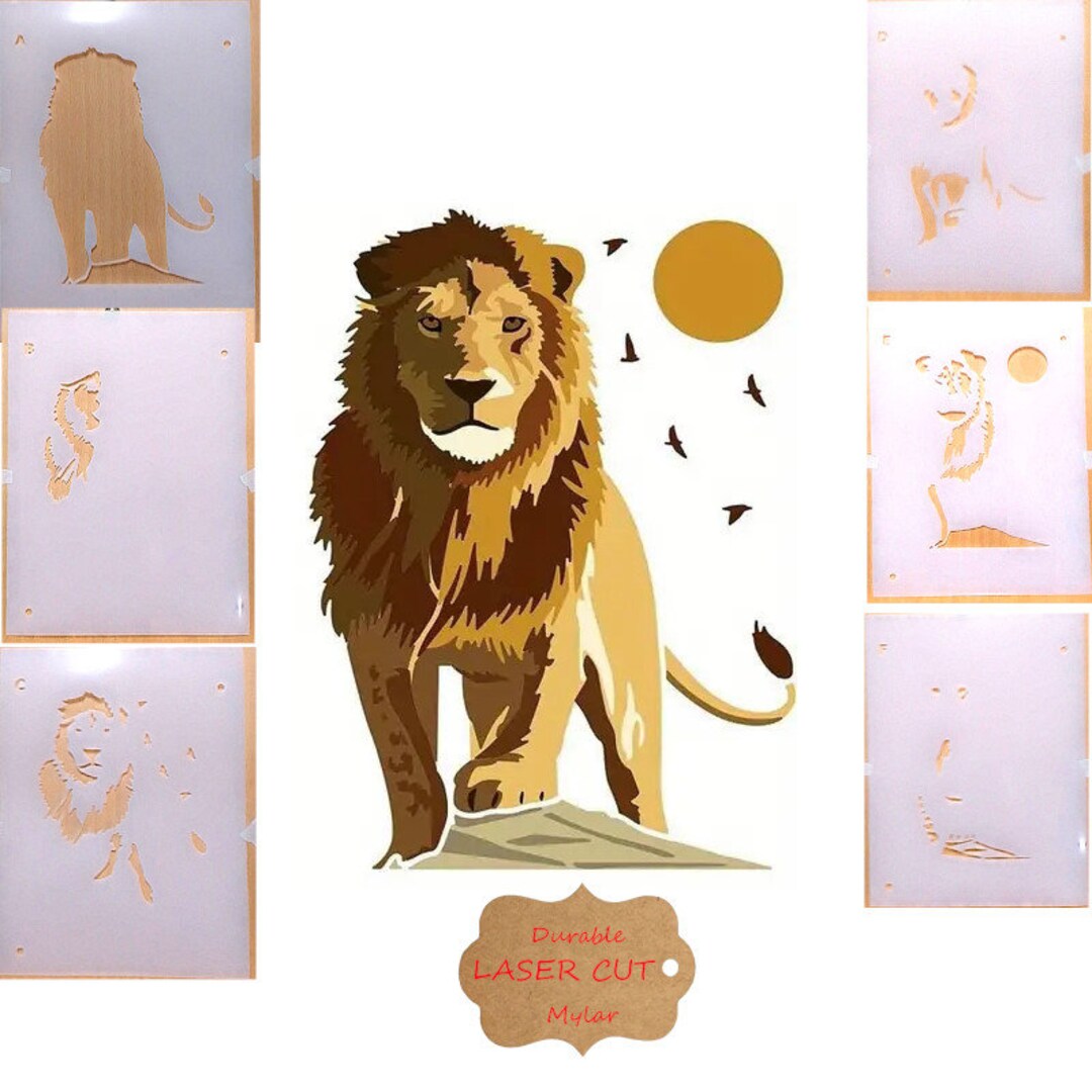 Lion Stencil Six Layer Airbrush Art Stencil Set Artists Lion 6 Layer ...