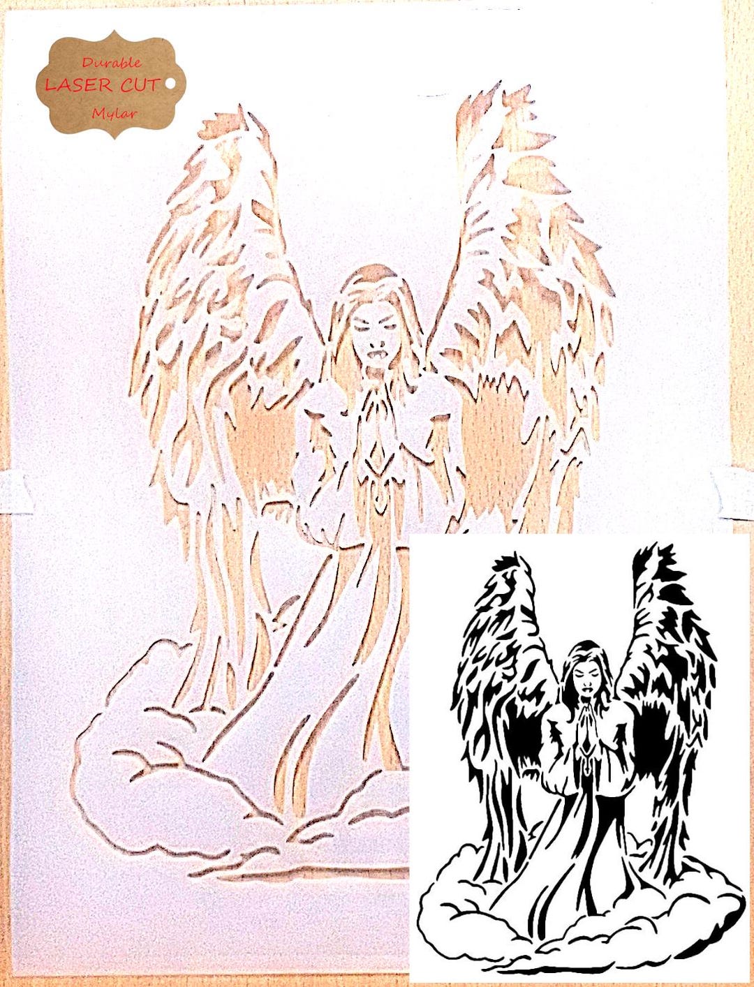 Angel Praying Stencil Airbrush Art Stencil Artists Angel Template ...