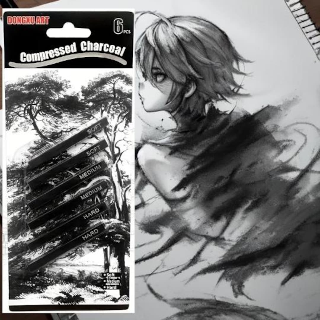 Compressed Charcoal Square Vine Charcoal Sticks for Drawing Pack of 6 ...