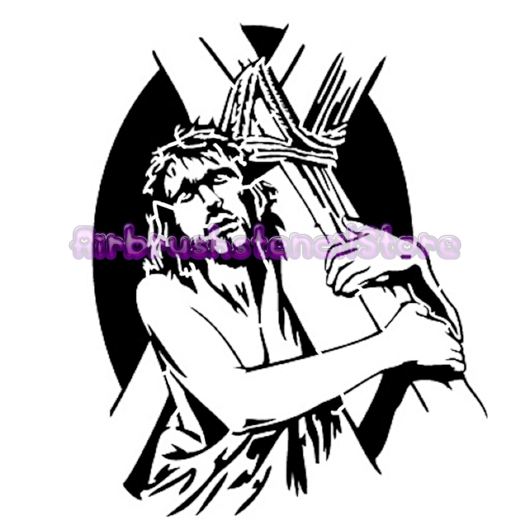 Jesus With Cross Stencil Airbrush Art Craft Stencil Available in 2 ...